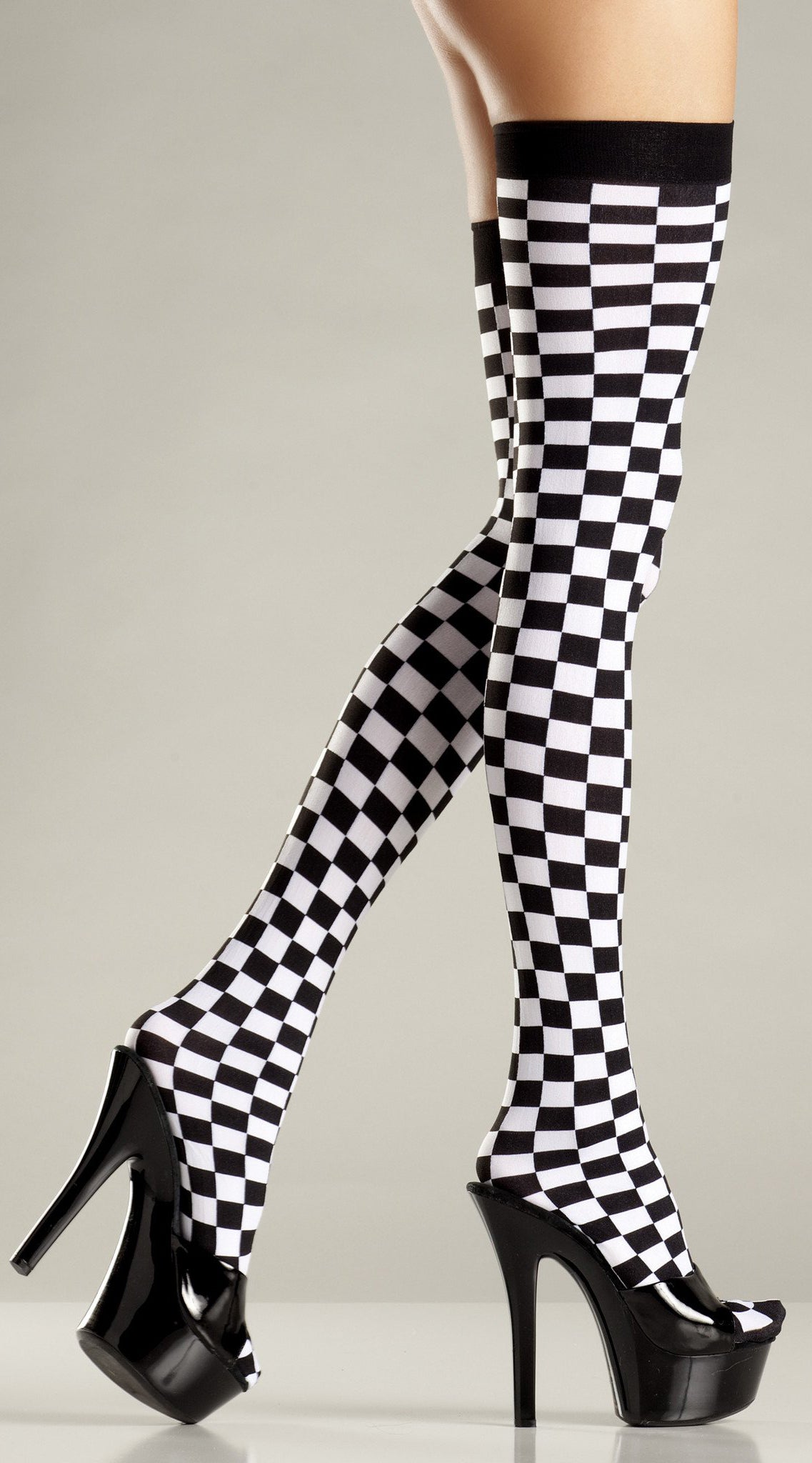 Checkerboard Thigh Highs | ElegantStripper